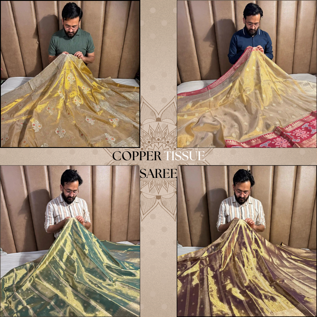 Buy Copper Tissue Sarees | Best Sari Online at UT Sarees – Unique ...