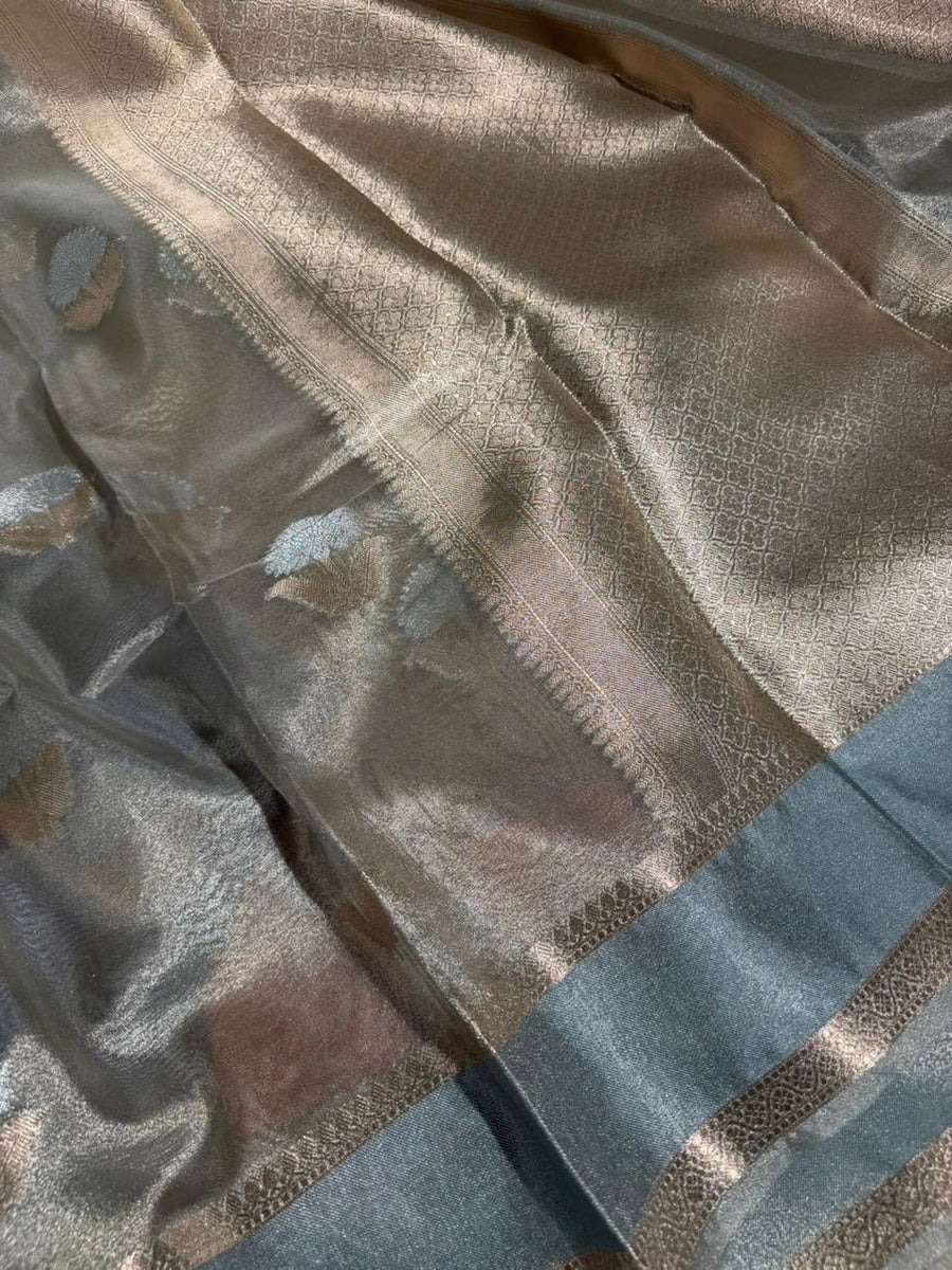 Powder Blue Soft Tissue Silk Heritage Banarasi Saree – Unique Threads ...